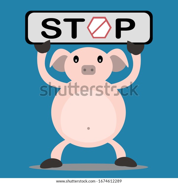 Pig Board Sign Stop Stock Vector (Royalty Free) 1674612289