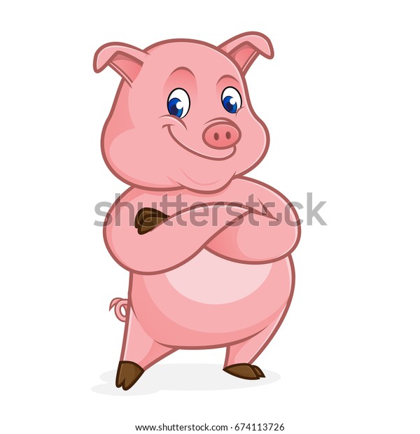 Pig Cartoon Folding Hands Isolated White Stock Vector (Royalty Free ...