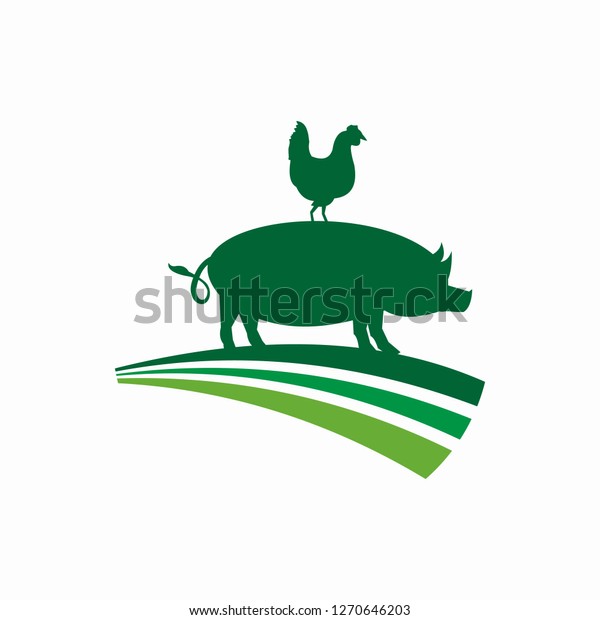 Pig Chicken Farms Logo Vector: vetor stock (livre de direitos ...
