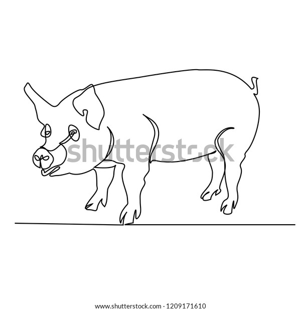 Pig Continuous Drawing One Line Vector Stock Vector (Royalty Free ...