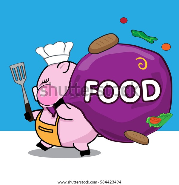 Pig Cook Food Cartoon Vector 10 Stock Vector (Royalty Free) 584423494 ...
