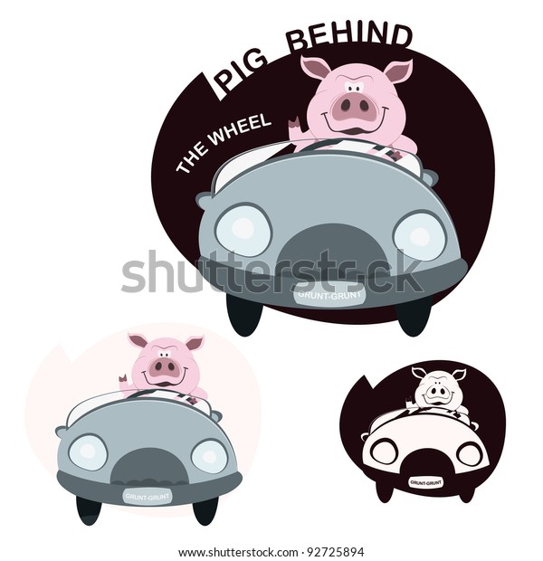 Pig Driving Car Stock Vector (Royalty Free) 92725894 | Shutterstock