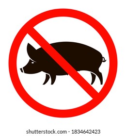 Pig Emblem Prohibition Sign Vector Illustration Stock Vector (Royalty ...