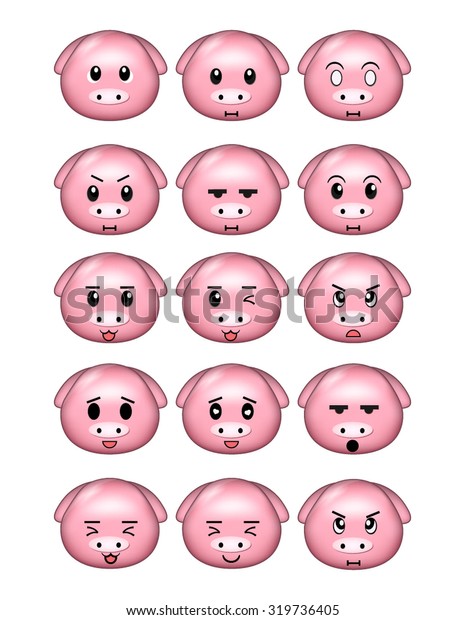 Pig Emoticons Set Different Expressions Stock Vector (Royalty Free ...