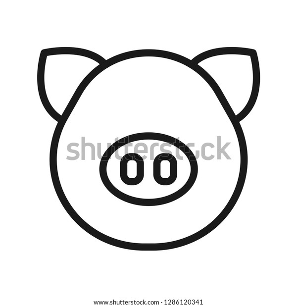 Pig Face Icon Stroke Outline Style Stock Vector (Royalty Free ...
