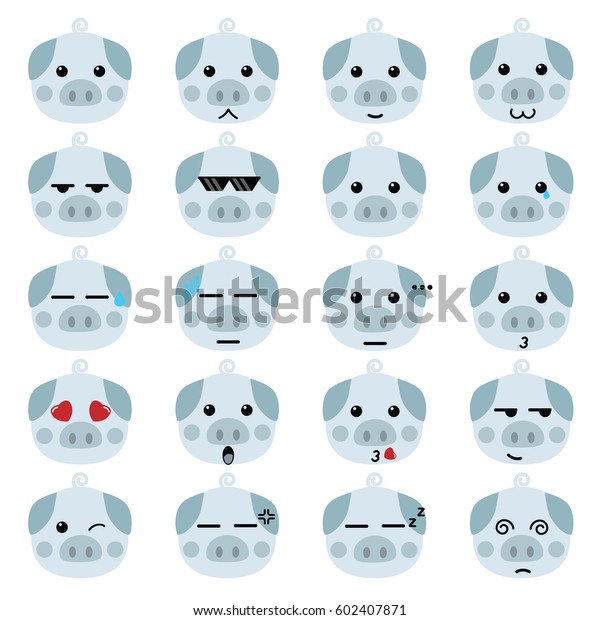 Pig Feeling Vector Icon Set Smiley: เวกเตอร์สต็อก (ปลอดค่าลิขสิทธิ์ ...