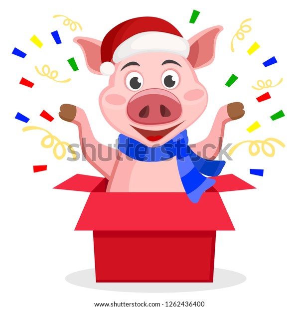 Pig Gift Box On White Christmas Stock Vector (Royalty Free) 1262436400 ...