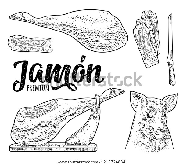 Pig Head Knife Hamon Slice Leg Stock Vector (Royalty Free) 1215724834 ...
