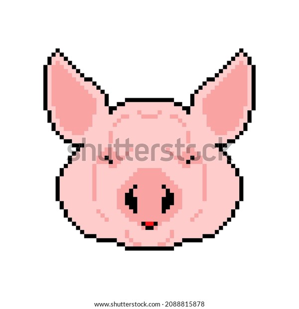 Pig Head Pixel Art Pixelated Piggy Stock Vector (Royalty Free ...