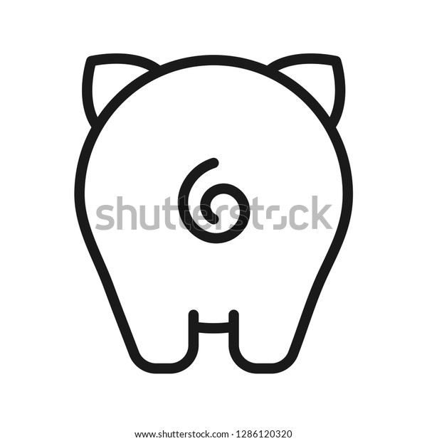Pig Icon Back Pig Stroke Outline Stock Vector (Royalty Free) 1286120320