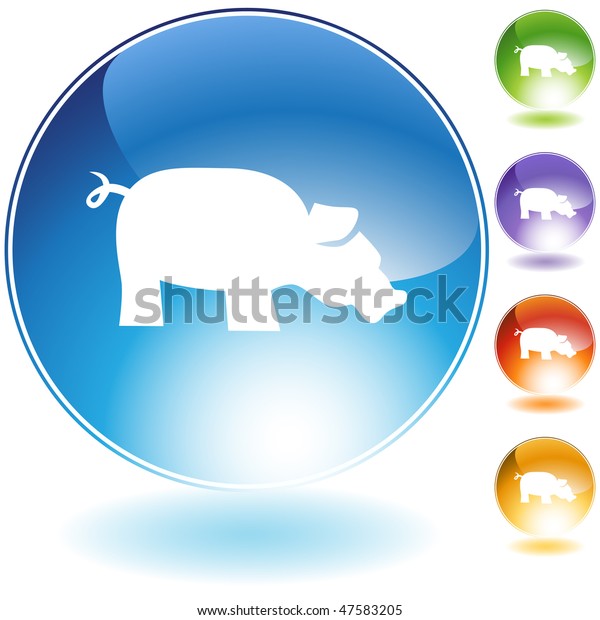 Pig Icon Set Isolated On White Stock Vector (Royalty Free) 47583205 ...