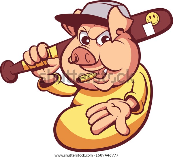 Pig Mascots Holding Baseball Bat Stock Vector (Royalty Free) 1689446977 ...
