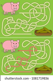 Pig Maze Kids Solution Stock Vector (Royalty Free) 1081719836 ...