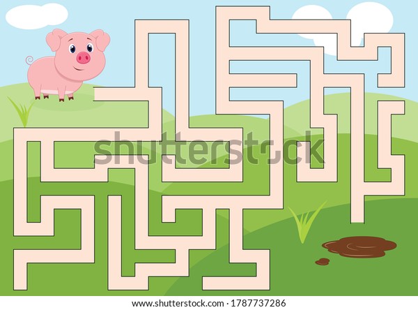 Pig Needs Get Favorite Puddle Stock Vector (Royalty Free) 1787737286