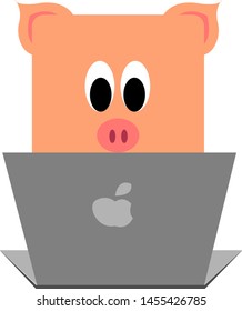 Pig On Laptop Illustration Vector On Stock Vector (Royalty Free ...