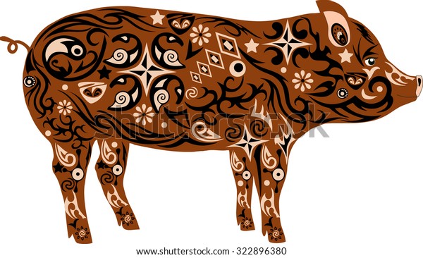 Pig Pattern Illustration Mumps Animal Drawing Stock Vector (Royalty ...