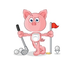 Pig, Cartoon, Playing Golf Free Stock Photo - Public Domain Pictures
