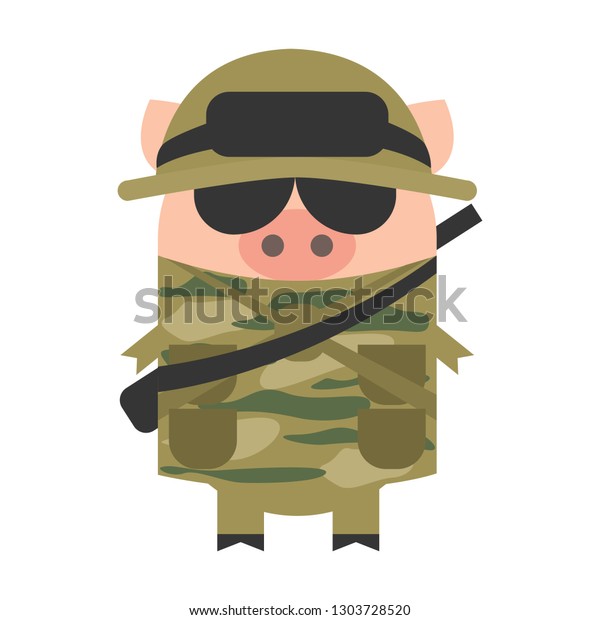 Pig Soldier Pig Form Soldier Profession Stock Vector (Royalty Free ...