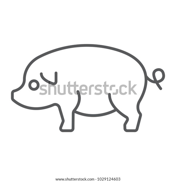 Pig Thin Line Icon Farming Agriculture Stock Vector (Royalty Free ...