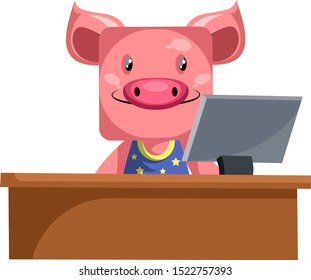 Pig Working Illustration Vector On White Stock Vector (Royalty Free ...