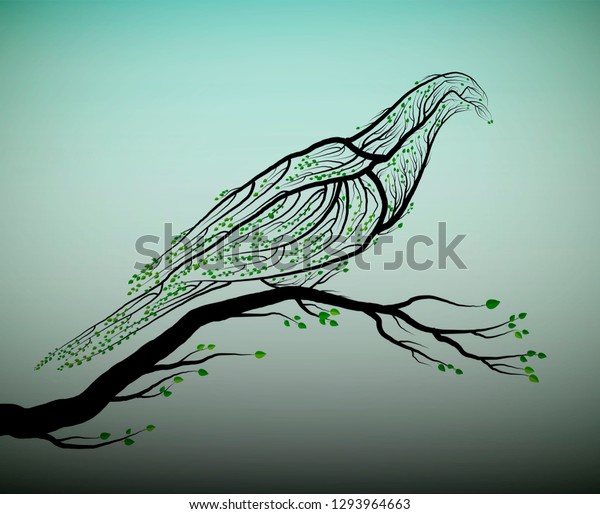 Pigeon Bird Look Like Tree Branches Stock Vector (Royalty Free ...