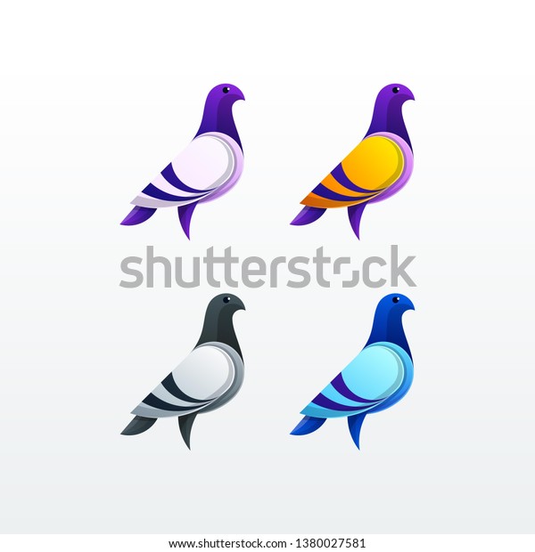 Pigeon Character Color Illustration Vector Template Stock Vector ...