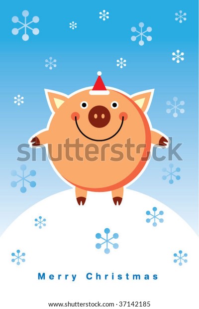 Piggy Christmas Card Stock Vector (Royalty Free) 37142185 | Shutterstock