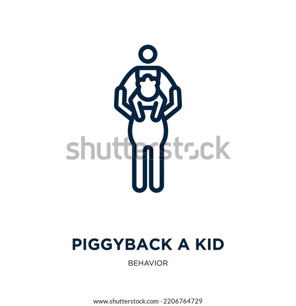 Piggyback Kid Icon Behavior Collection Thin Stock Vector (Royalty Free ...