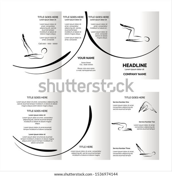 Pilates Trifold Brochure Vector Template Stock Vector (Royalty Free ...