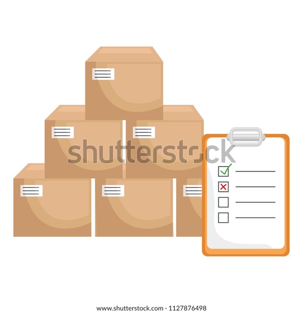 Pile Carton Boxes Checklist Stock Vector (Royalty Free) 1127876498 ...