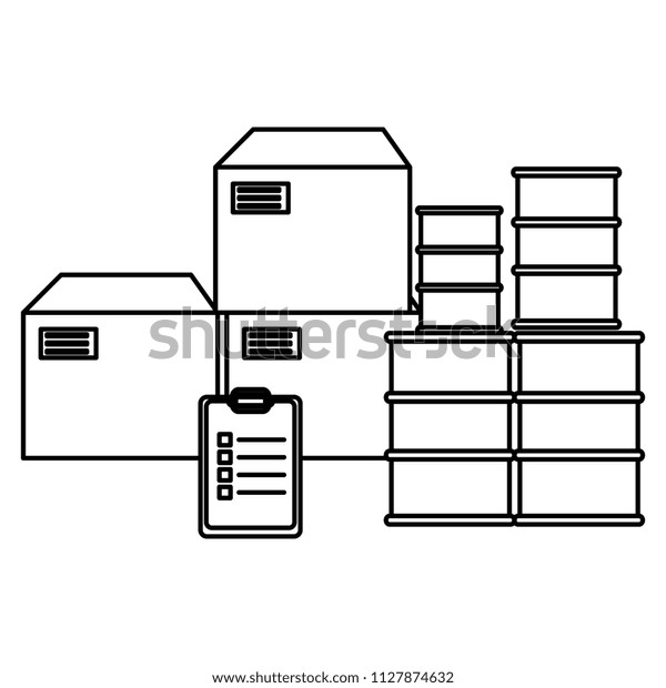 Pile Carton Boxes Checklist Barrels Stock Vector (Royalty Free ...