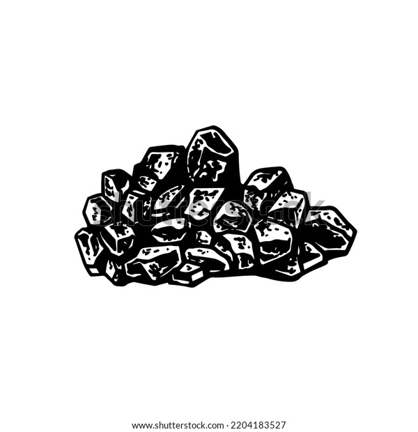 Pile Coal Hand Draw Vector Illustration Stock Vector (Royalty Free ...