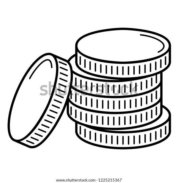 Pile Coins Vector Flat Outline Icon Stock Vector (Royalty Free ...