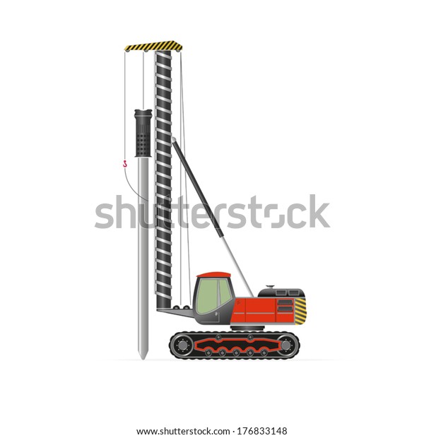 Pile Driver Isolated On White Eps: Vector có sẵn (miễn phí bản quyền ...