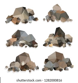 Cartoon Stone Set Grey Rock Collection Stock Vector (Royalty Free ...