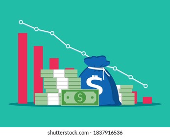 Piles Money Falling Graphs Financial Concept Stock Vector (Royalty Free ...