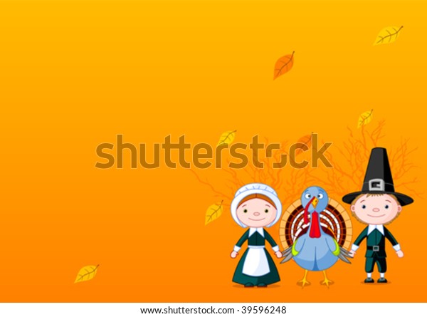 Pilgrims Holding Wings Hands Turkey Stock Vector (Royalty Free ...