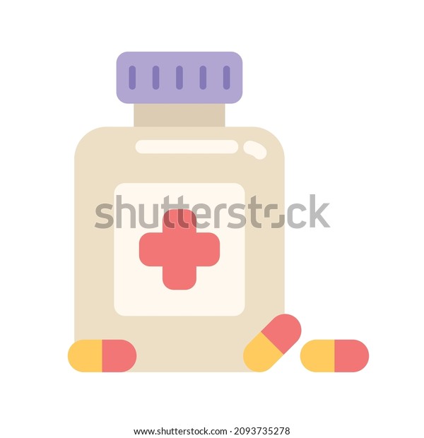 Pill Bottle Flat Icon Cartoon Illustration Stock Vector (Royalty Free ...
