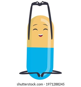 Pill Character Vector Flat Illustration Stock Vector (Royalty Free ...