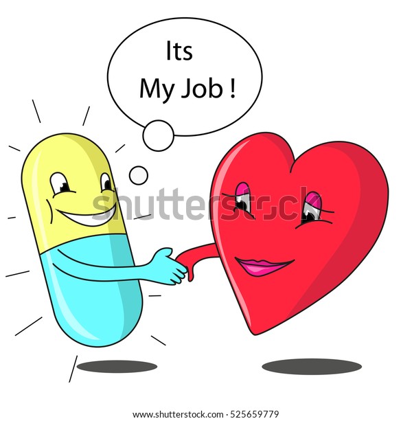 Pill Friends By Heart Vector Illustration Stock Vector (Royalty Free ...