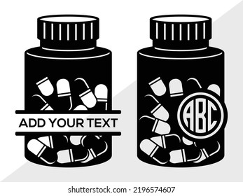Pill Monogram Svg Printable Vector Illustration Stock Vector (Royalty ...