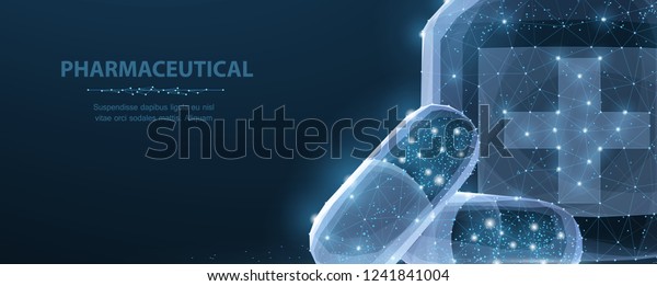 Pills Abstract Polygonal Wireframe Two Capsule Stock Vector (Royalty ...