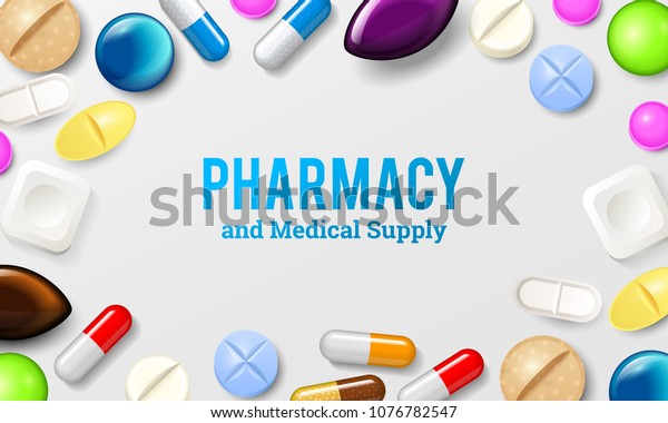 Pills Background Vitamin Tablets Good Health Stock Vector (Royalty Free ...