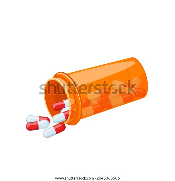 Pills Bottle Vector Illustration Cartoon Flat Stock Vector (Royalty ...