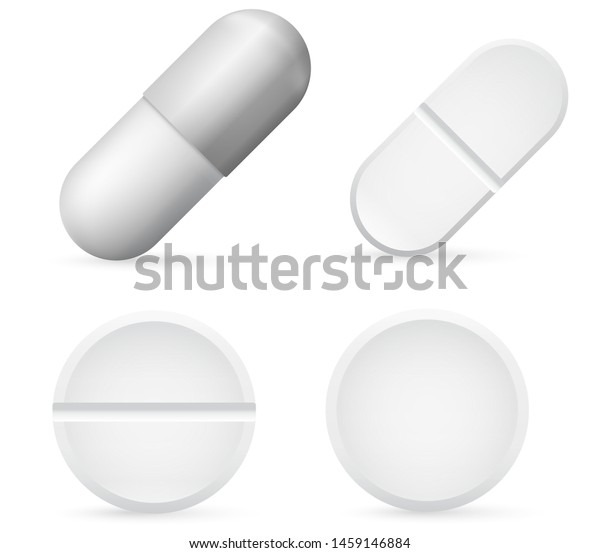 Pills Capsules Template 3d Realistic White Stock Vector (Royalty Free ...