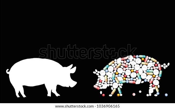 Pills That Shape Pig Symbol Animal Stock Vector (Royalty Free ...
