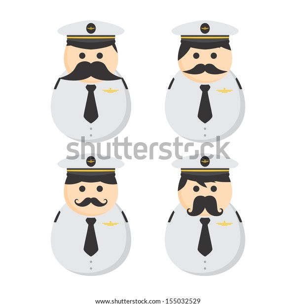 Pilot Captain Mustache Guy Avatar Picture Stock Vector (Royalty Free ...