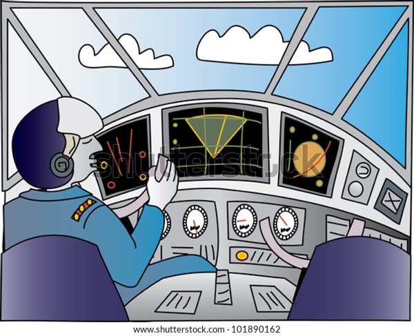 Pilot Cockpit Flying Plane Stock Vector (Royalty Free) 101890162 ...
