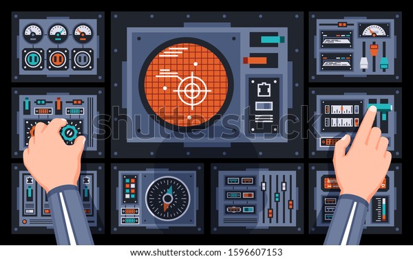 Pilot Hands On Control Panel Spaceship: เวกเตอร์สต็อก (ปลอดค่าลิขสิทธิ์ ...