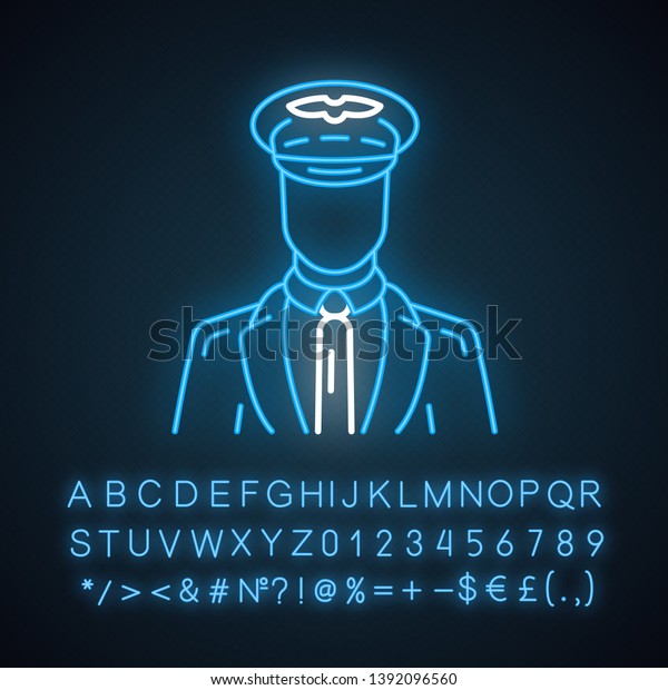 Pilot Neon Light Icon Aircraft Control Stock Vector (Royalty Free ...